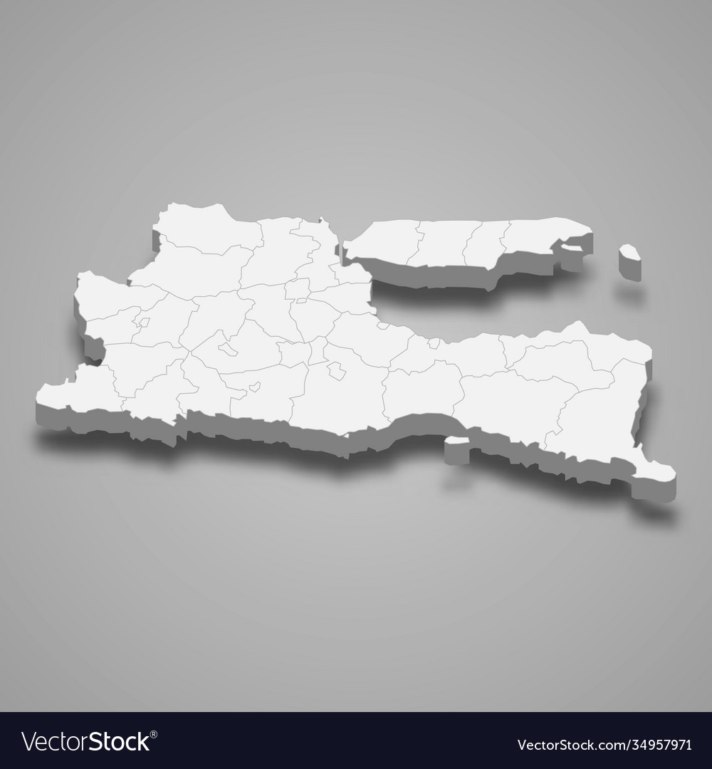 3d isometric map east java is a province Vector Image
