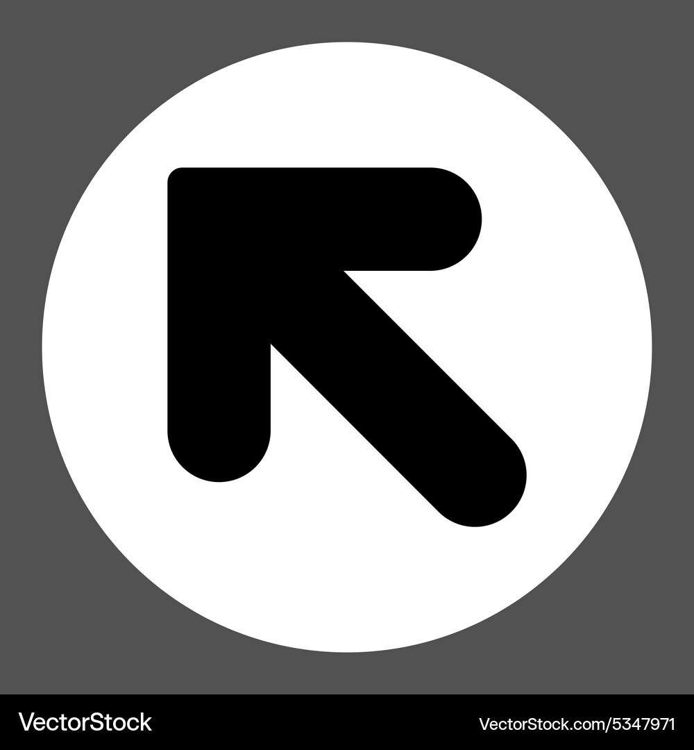 Arrow up left flat black and white colors round Vector Image