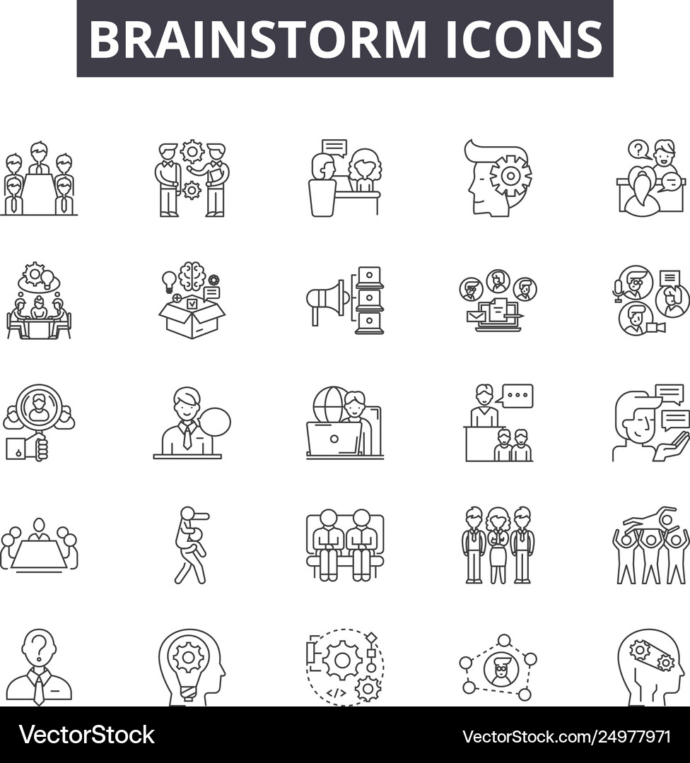 Brainstorm line icons signs set outline Royalty Free Vector