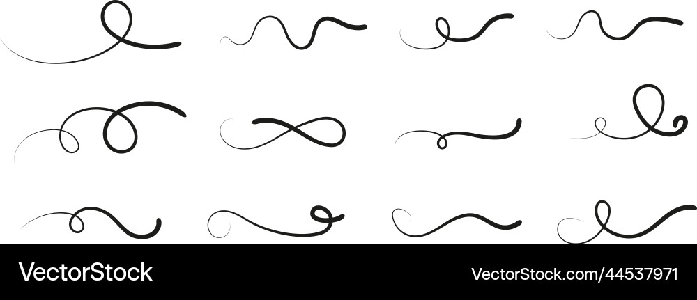 Curved swooshes lettering or typography black Vector Image