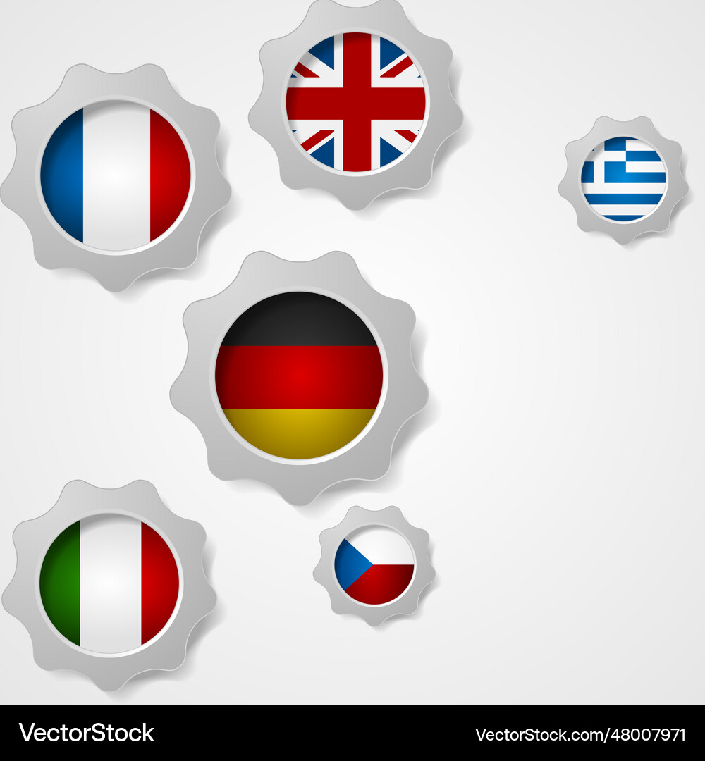 European flags and cogwheels mechanism Royalty Free Vector