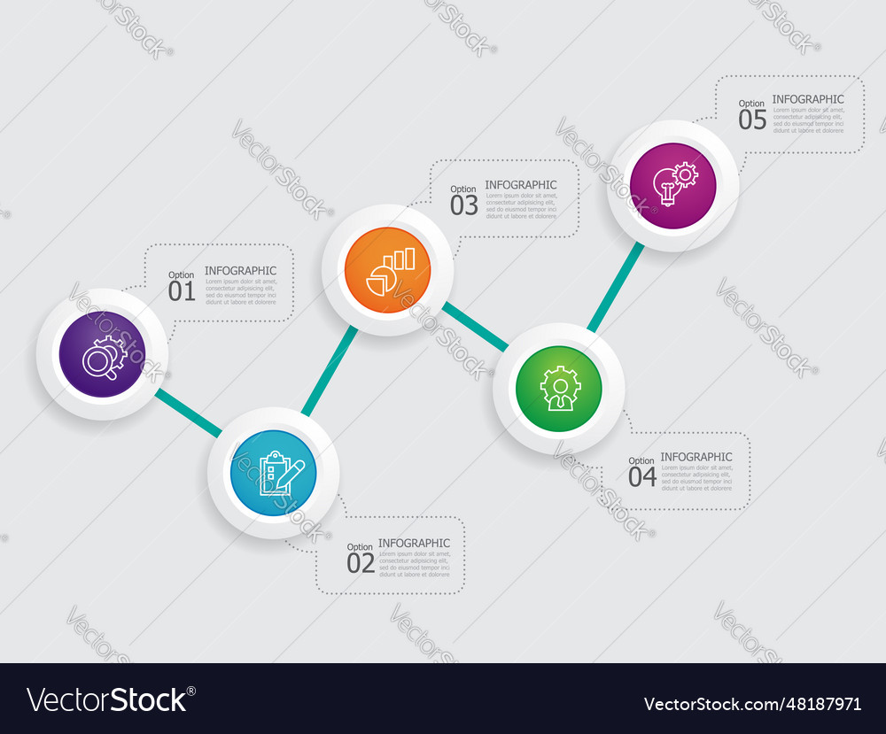 Horizontal round circle steps timeline Royalty Free Vector