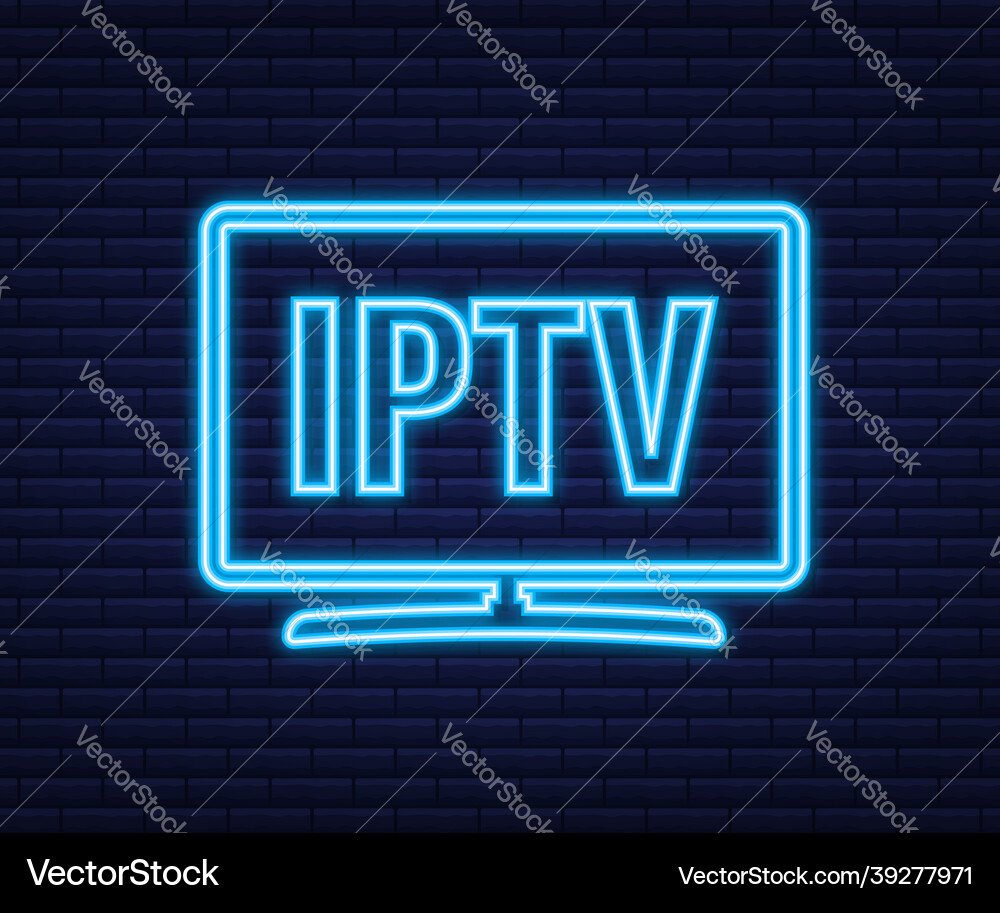 Iptv badge icon logo neon stock Royalty Free Vector Image