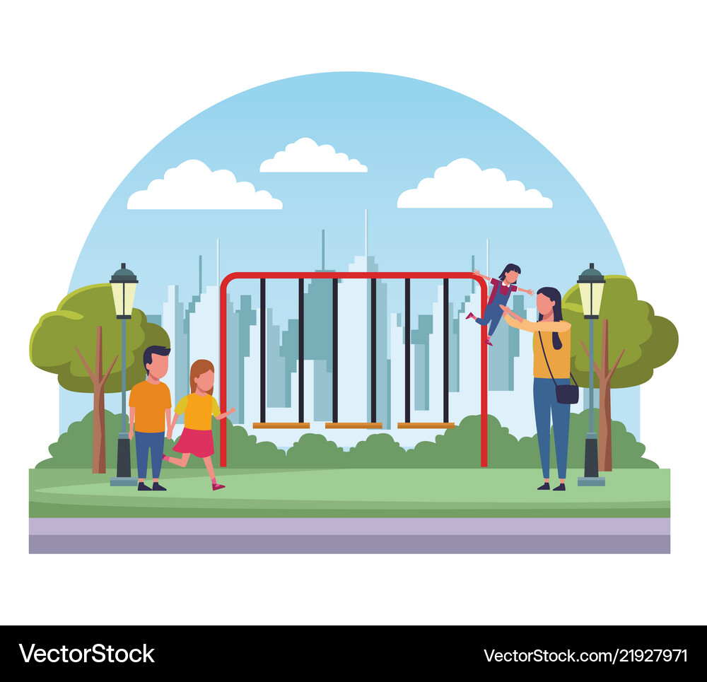 Kids at park cartoons Royalty Free Vector Image