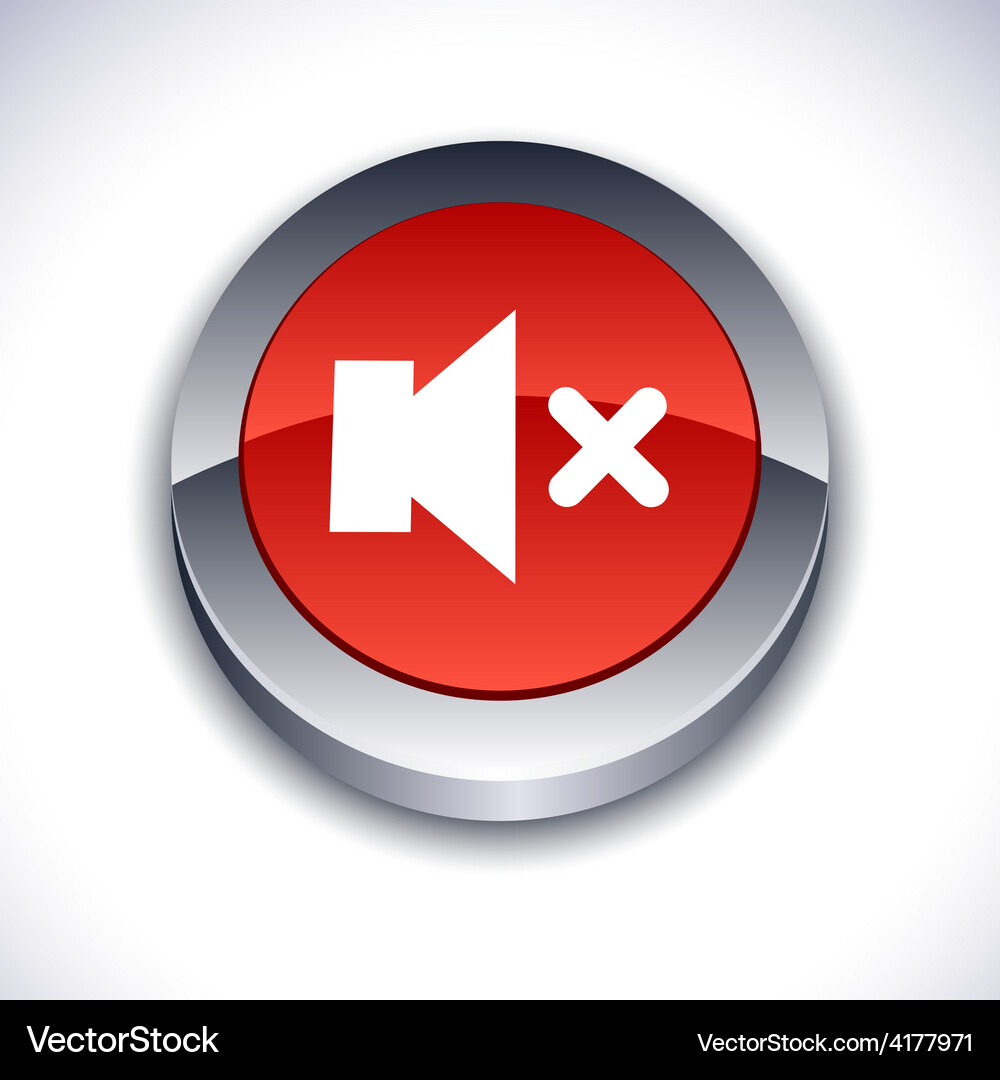 Mute 3d button Royalty Free Vector Image - VectorStock