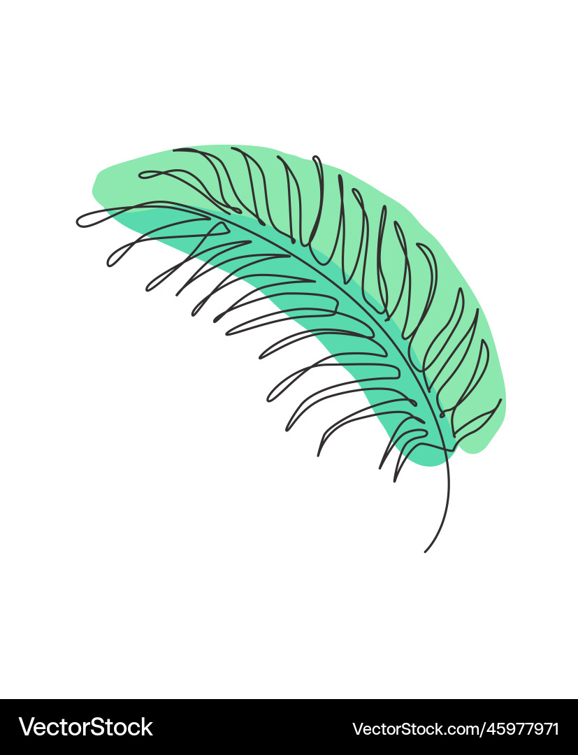 One continuous line drawing tropical palm faux Vector Image