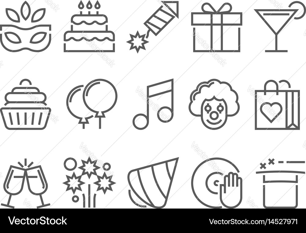 Party and birthday line icon Royalty Free Vector Image