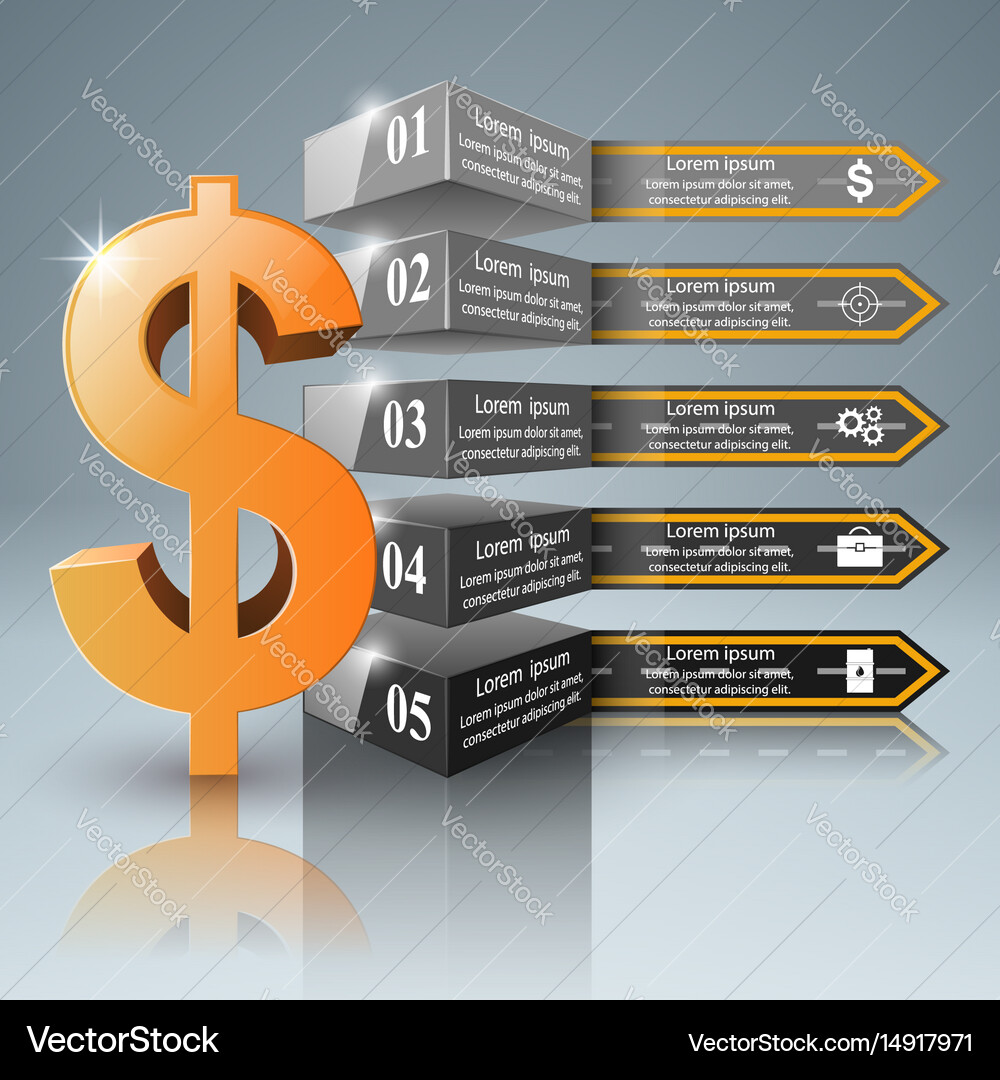 Road infographic dollar money icon Royalty Free Vector Image