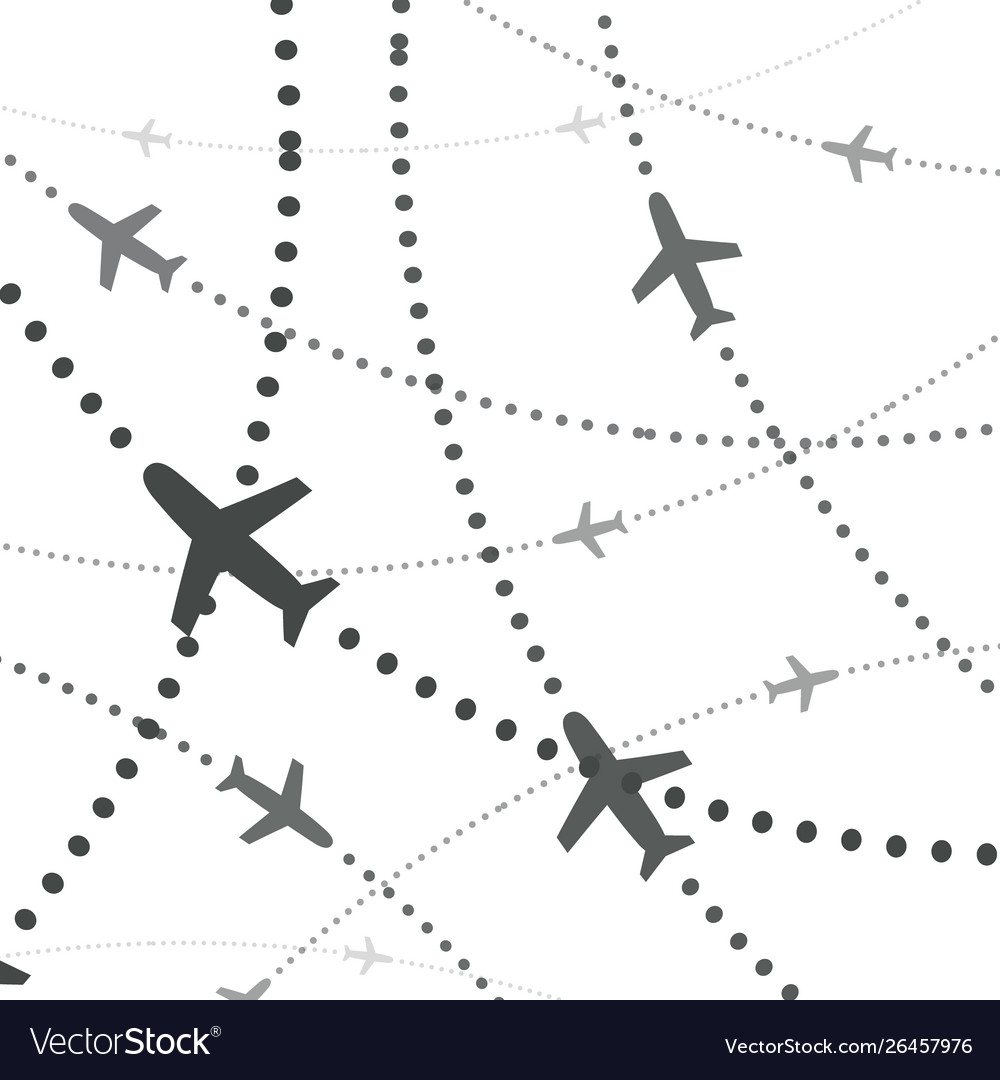 Airplanes pattern planes with dotted path Vector Image