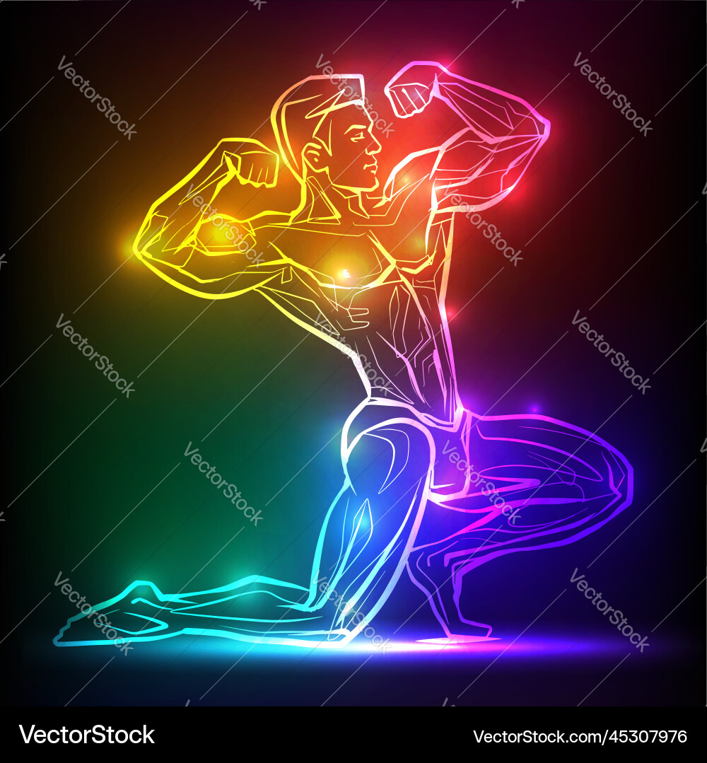 Bodybuilder muscle man fitness posing Royalty Free Vector