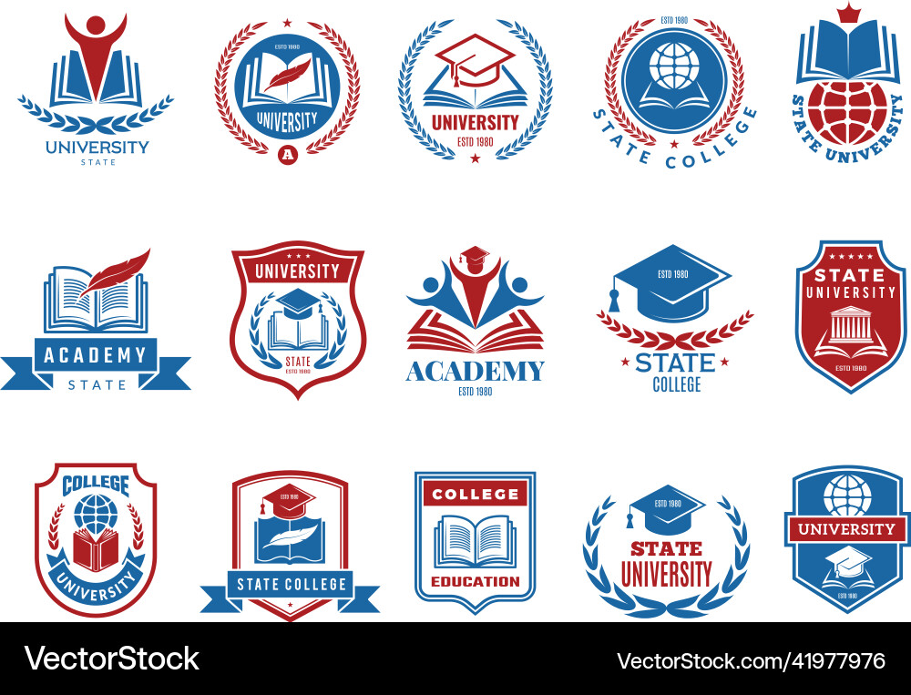 College emblem school or university badges Vector Image