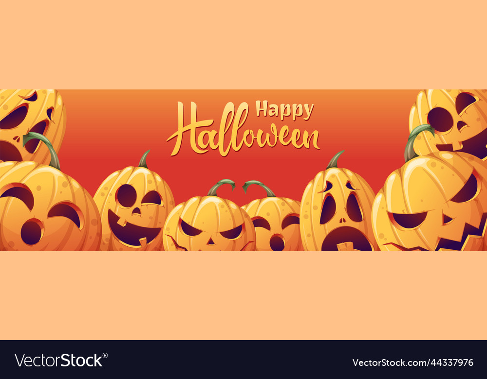 Halloween banner with a pumpkins postcard Vector Image