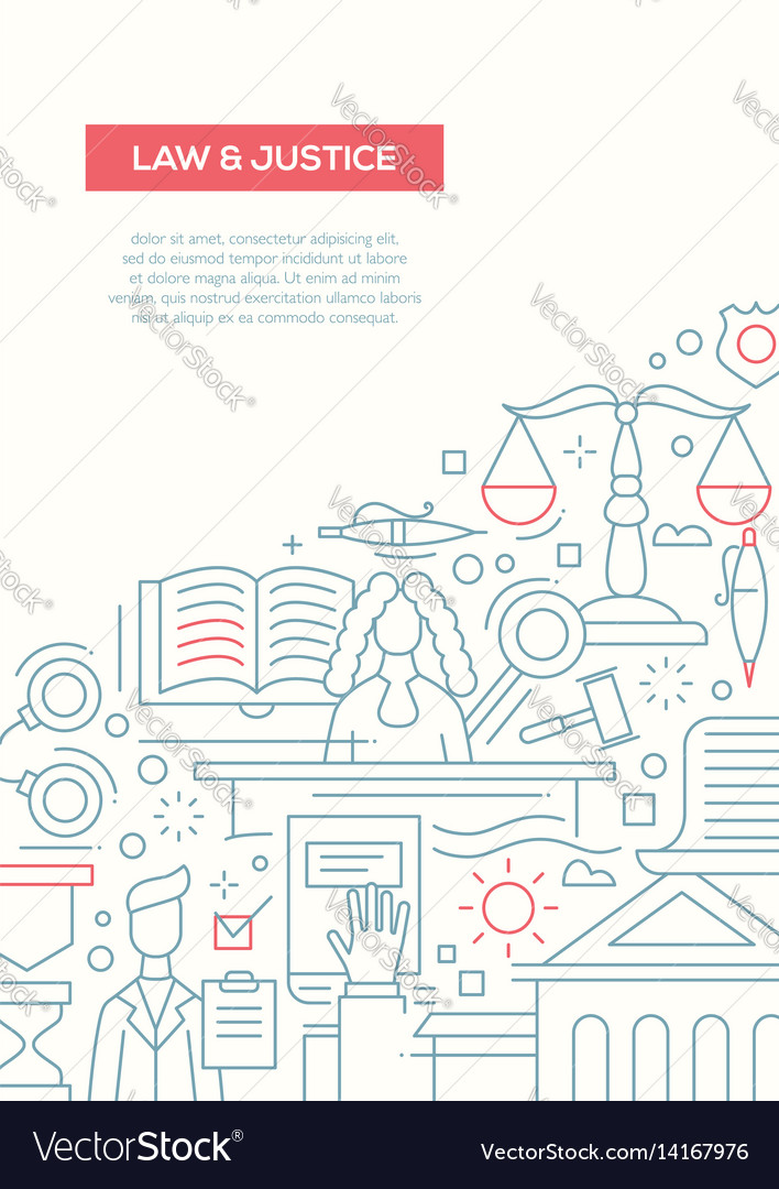 Law and justice - line design brochure poster Vector Image