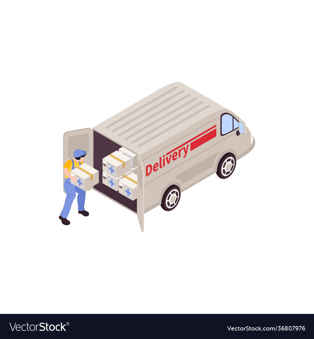 Loading humanitarian van composition Royalty Free Vector