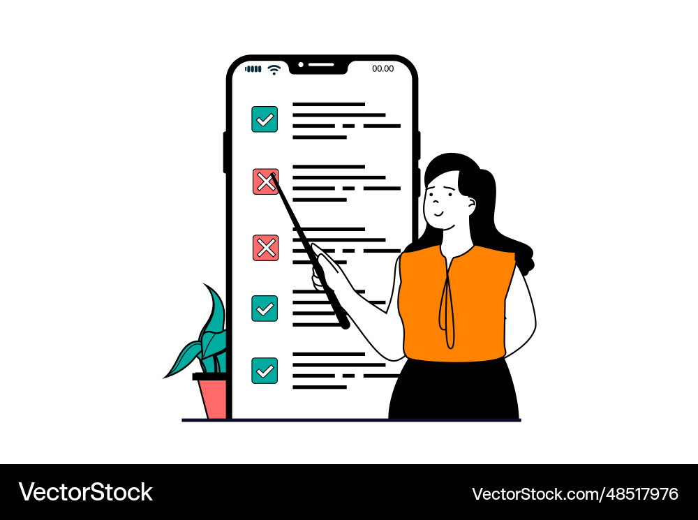 Online survey concept with people scene in flat Vector Image