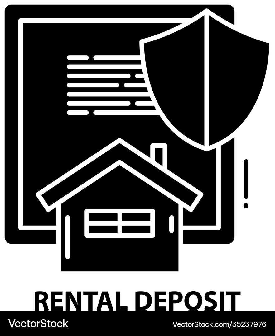 Rental deposit icon black sign Royalty Free Vector Image