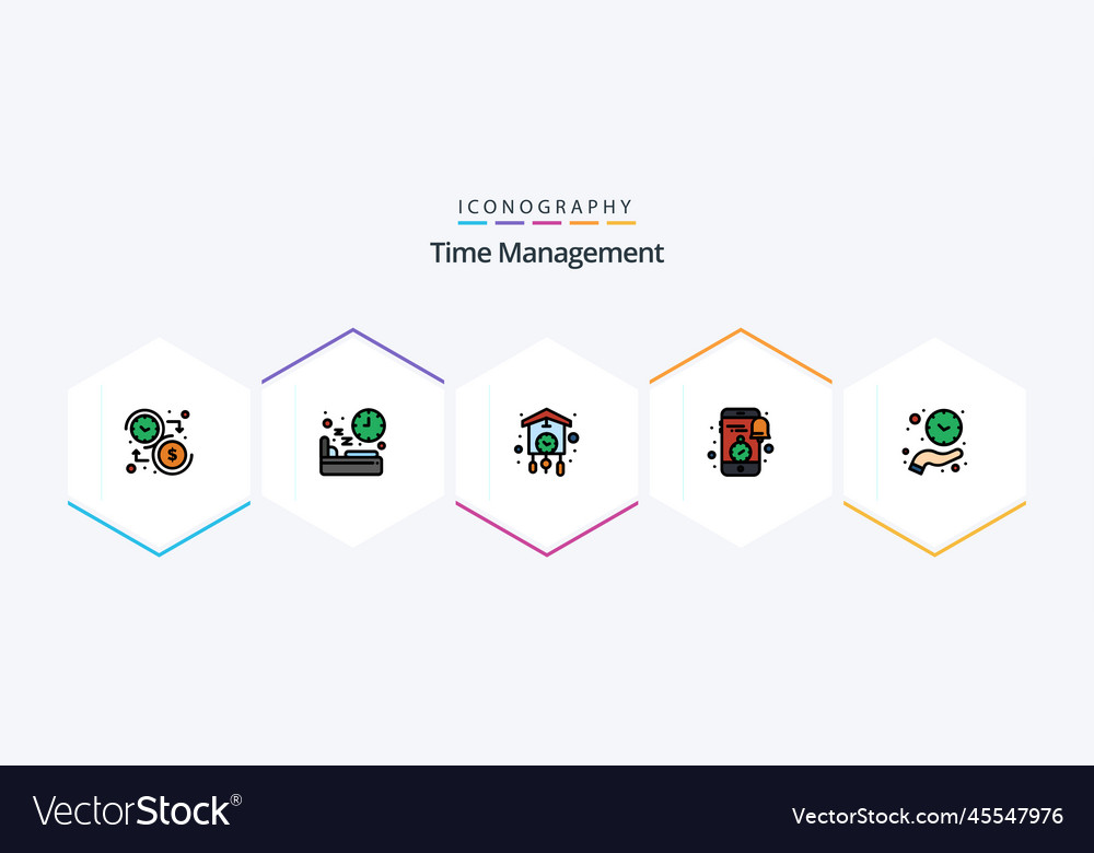 Time management 25 filledline icon pack including Vector Image