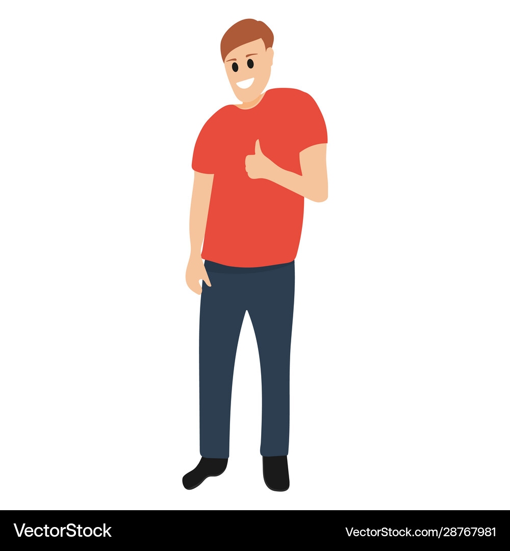 A cheerful and contented man shows like young Vector Image