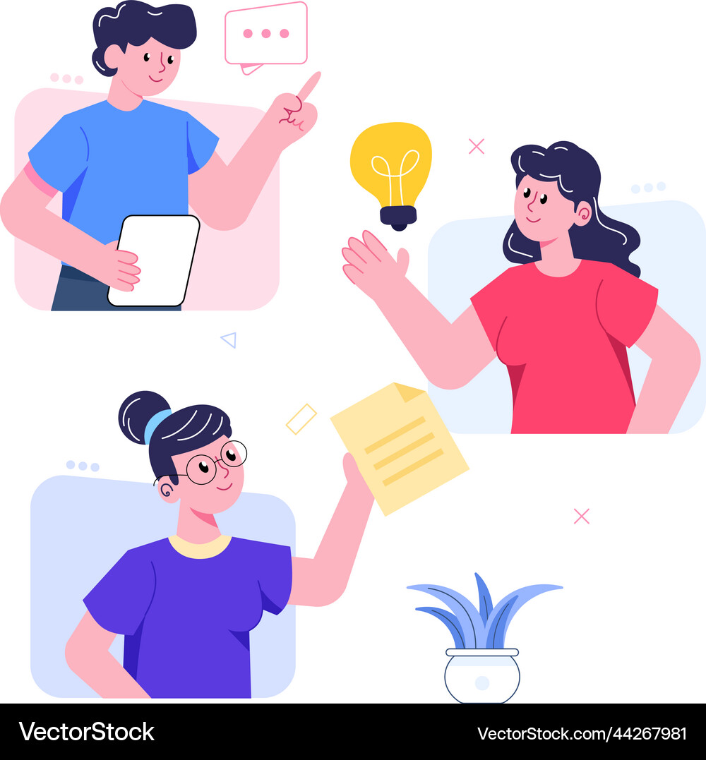 A ready to use flat of team planning Royalty Free Vector