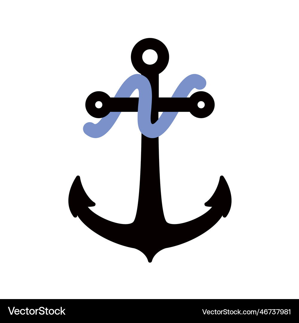 Anchor naval letter n logo design Royalty Free Vector Image