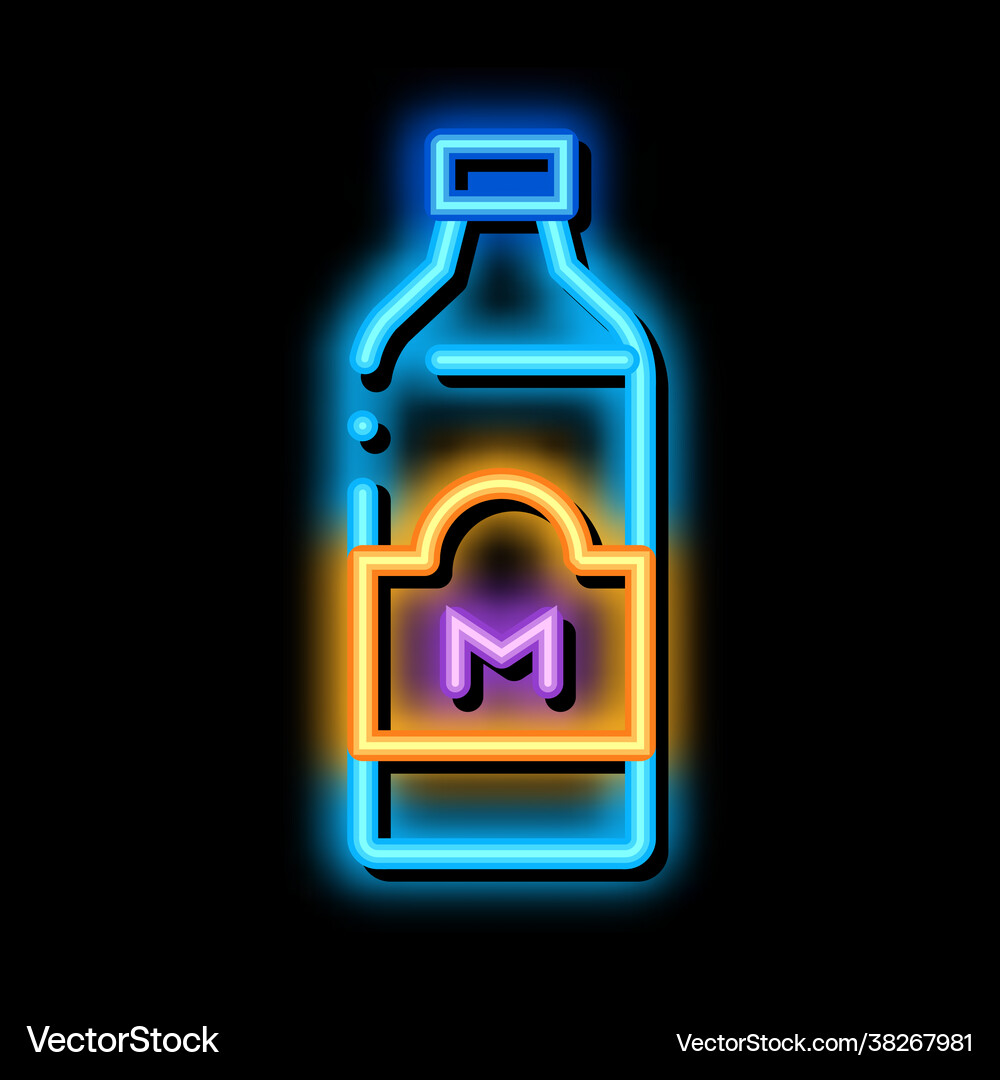 Bottle store milk neon glow icon Royalty Free Vector Image