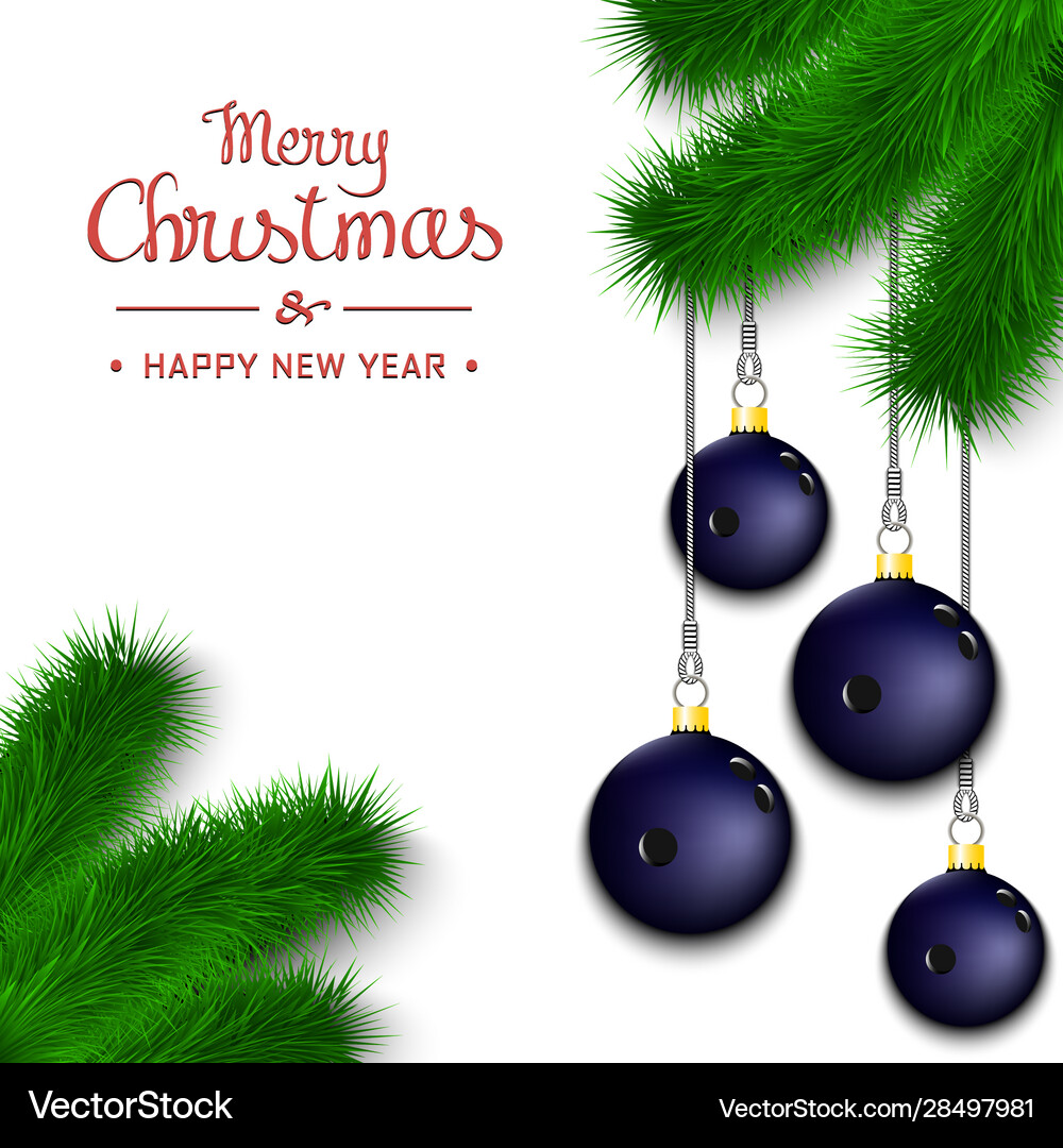 Bowling balls on a christmas tree branch Vector Image
