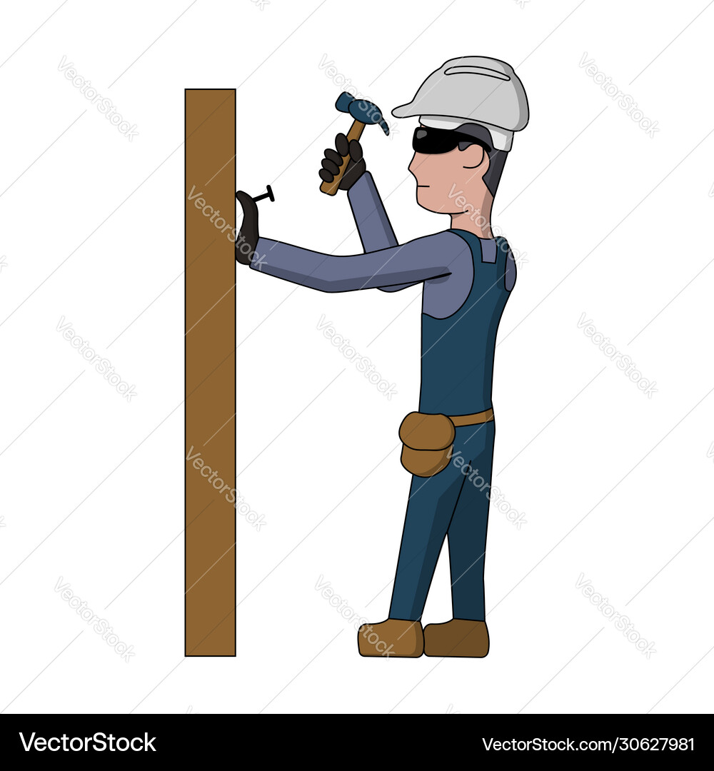 Cartoon man a carpenter in overalls Royalty Free Vector