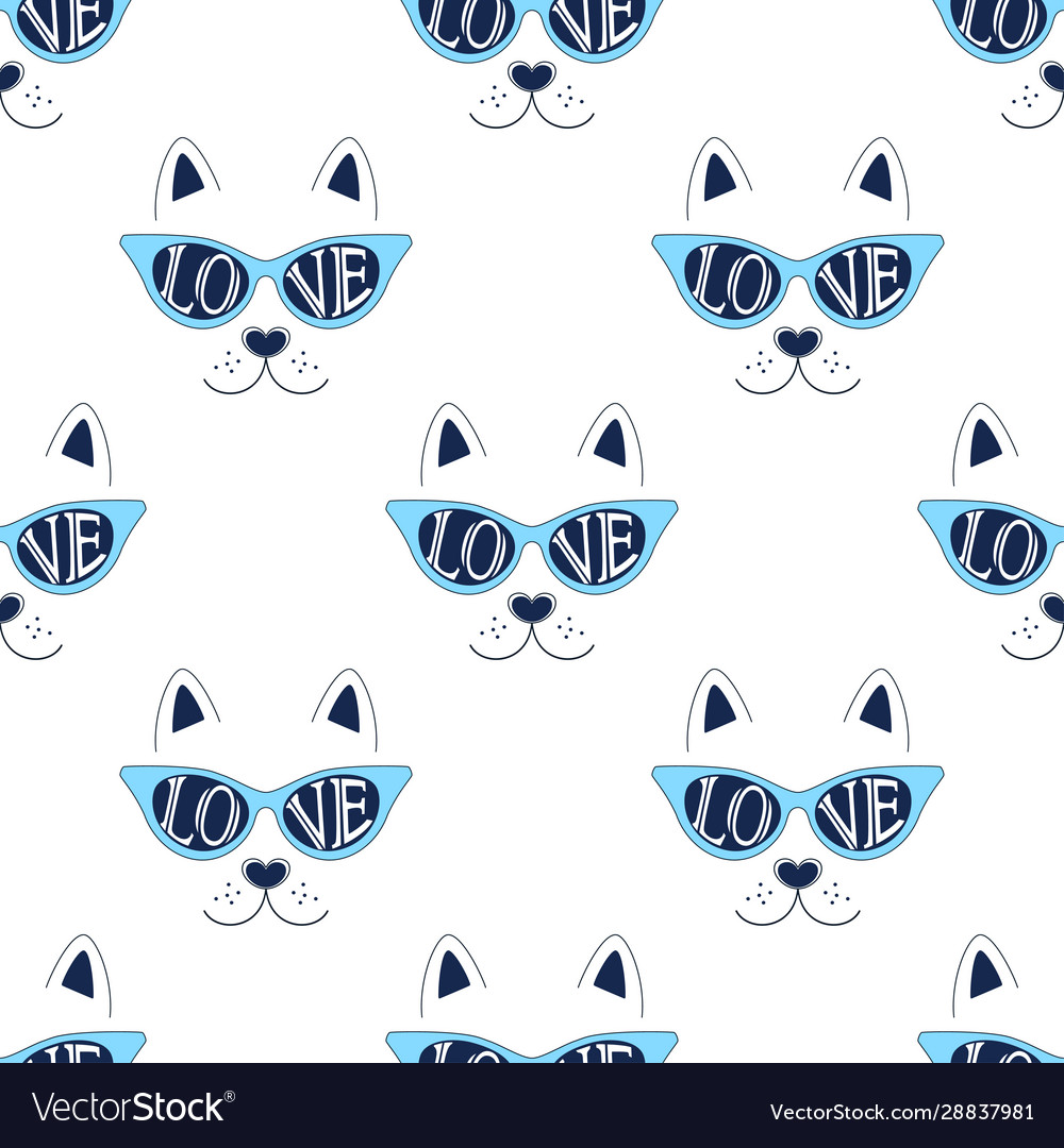 Cat face pattern on white Royalty Free Vector Image
