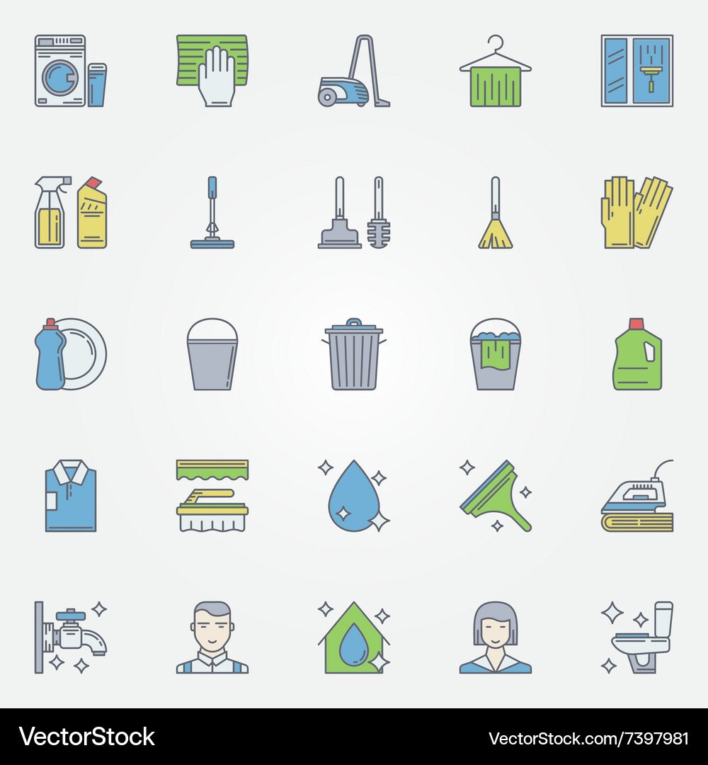 Cleaning colorful icons Royalty Free Vector Image
