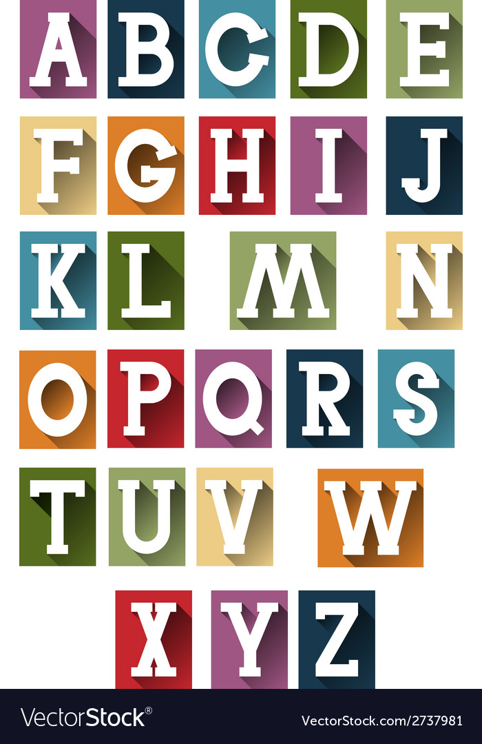 Colorful retro alphabet Royalty Free Vector Image