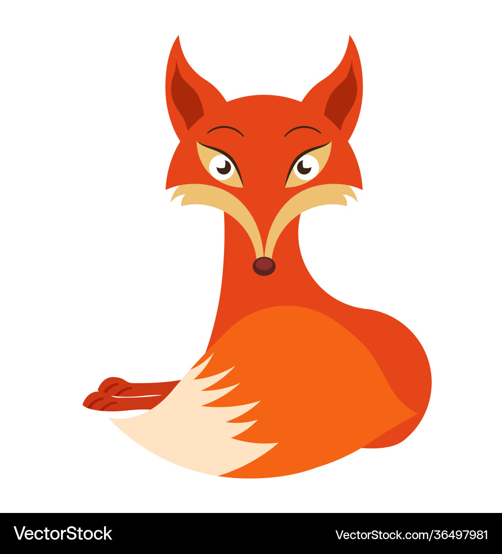 Cute cartoon red fox lies simple flat style Vector Image