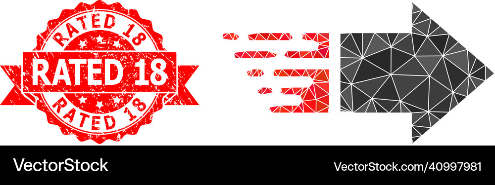 Distress rated 18 seal and move right triangle Vector Image