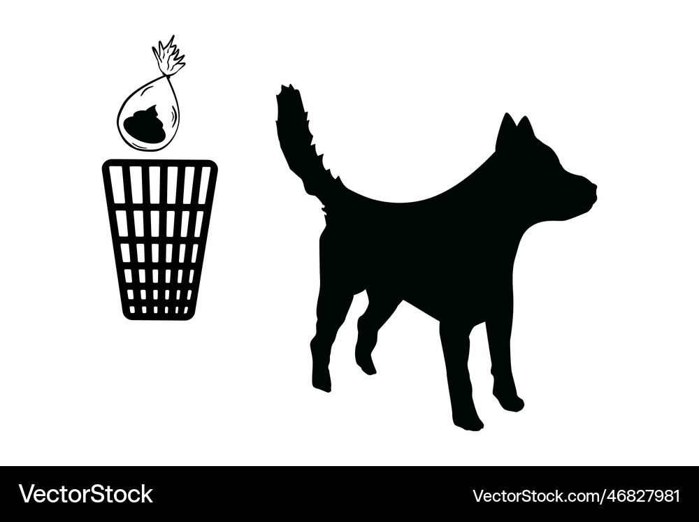Dog waste garbage bin and silhouette Royalty Free Vector