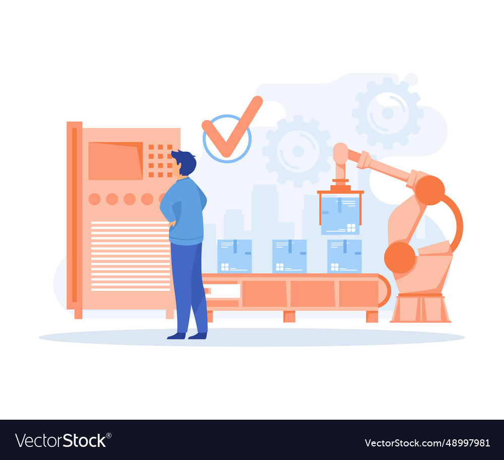 Engineer working with interactive interface smart Vector Image