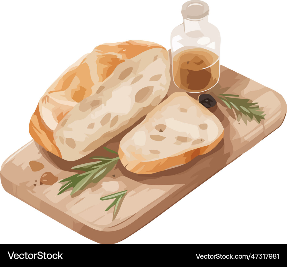Fresh gourmet bread with organic herbs Royalty Free Vector