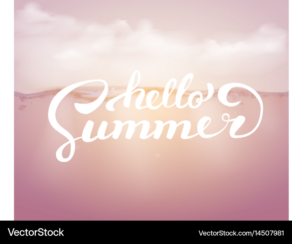 Hello summer on the sea background brush Vector Image