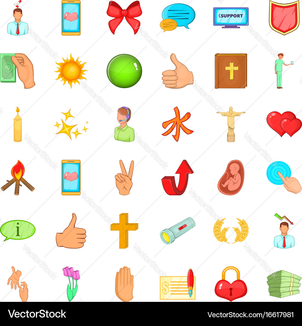 Helping icons set cartoon style Royalty Free Vector Image