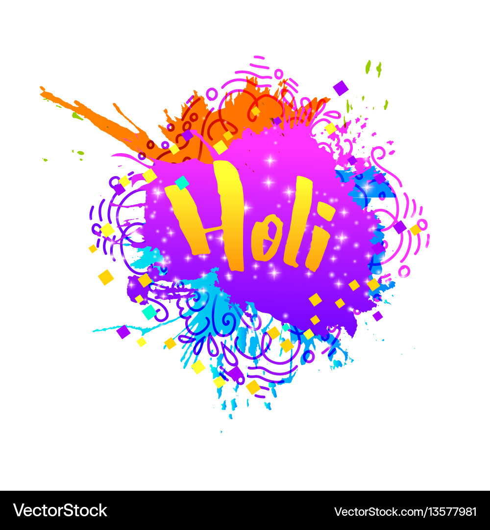 Holi holiday greeting abstract logo emblem Vector Image