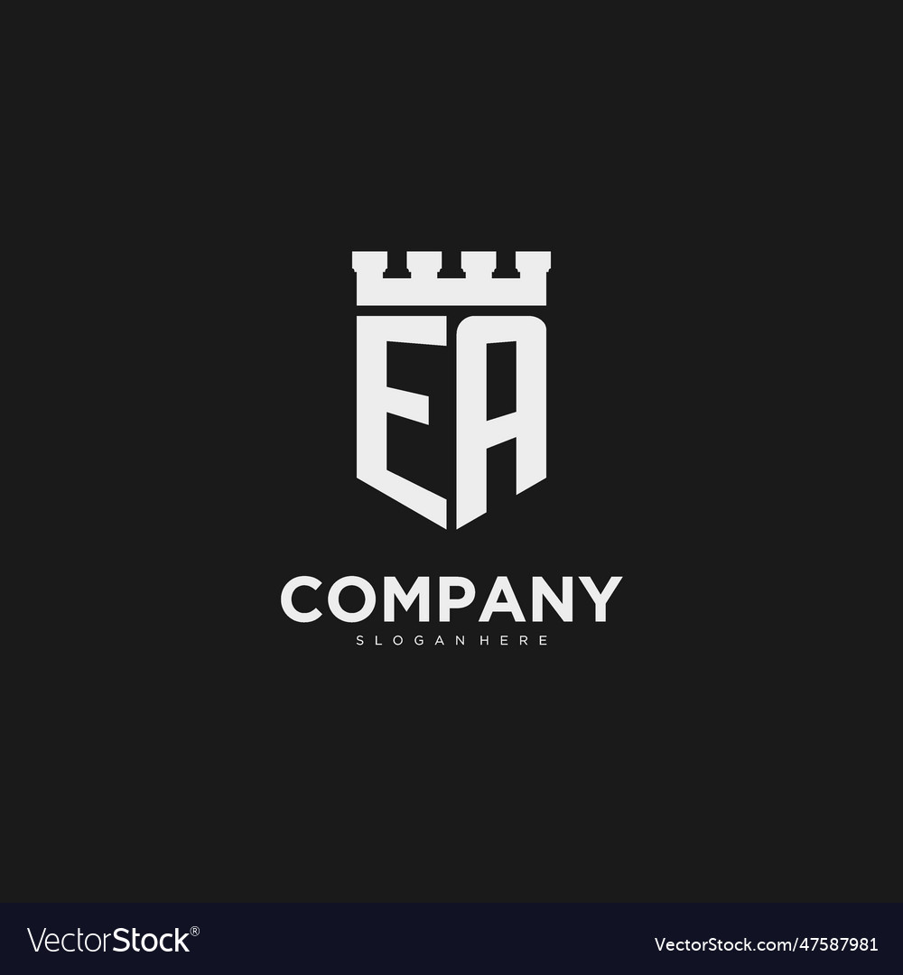 Initials ea logo monogram with shield Royalty Free Vector