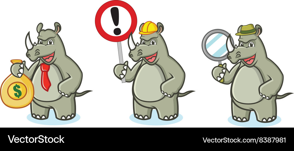Rhino mascot with money Royalty Free Vector Image
