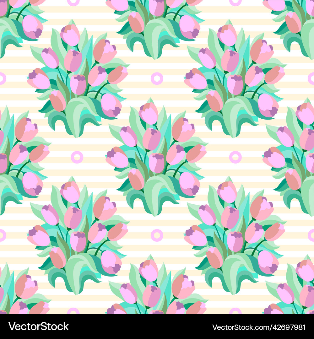 Seamless pattern with a bouquet of tulips Vector Image