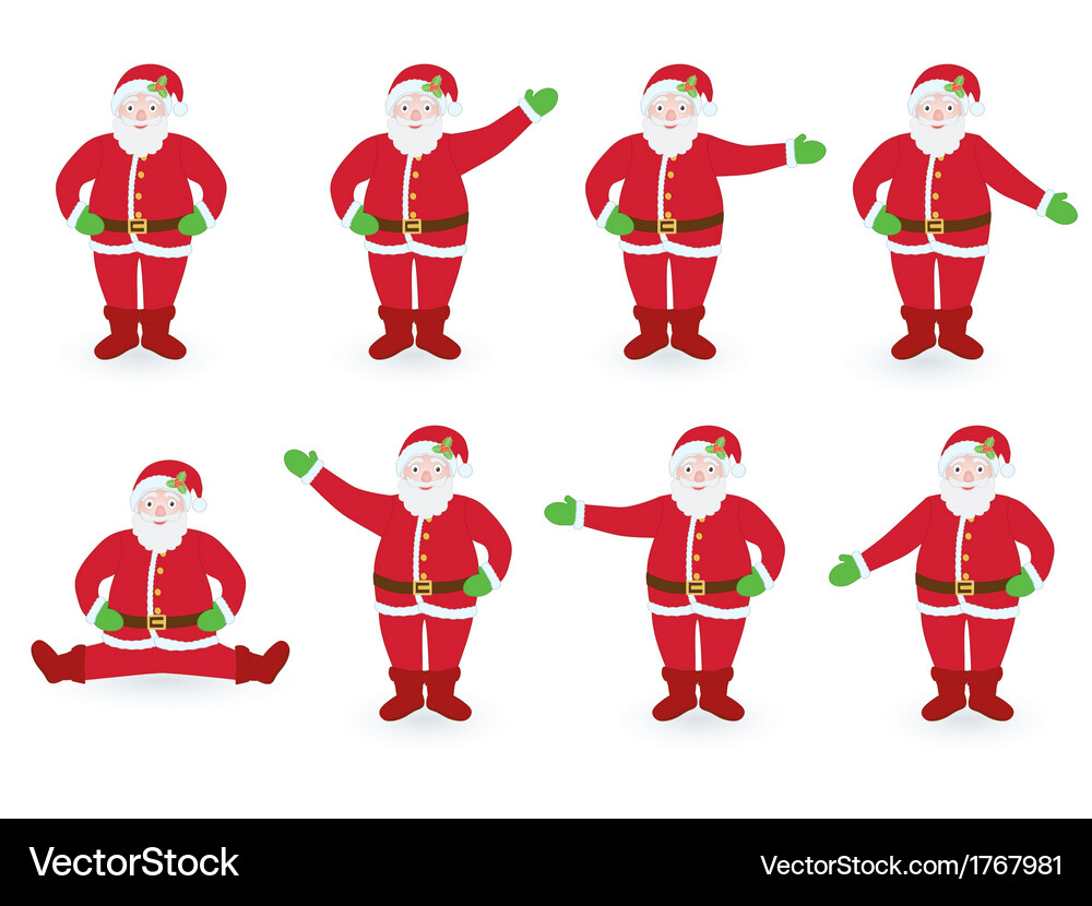 Set of pointing santa clauses Royalty Free Vector Image