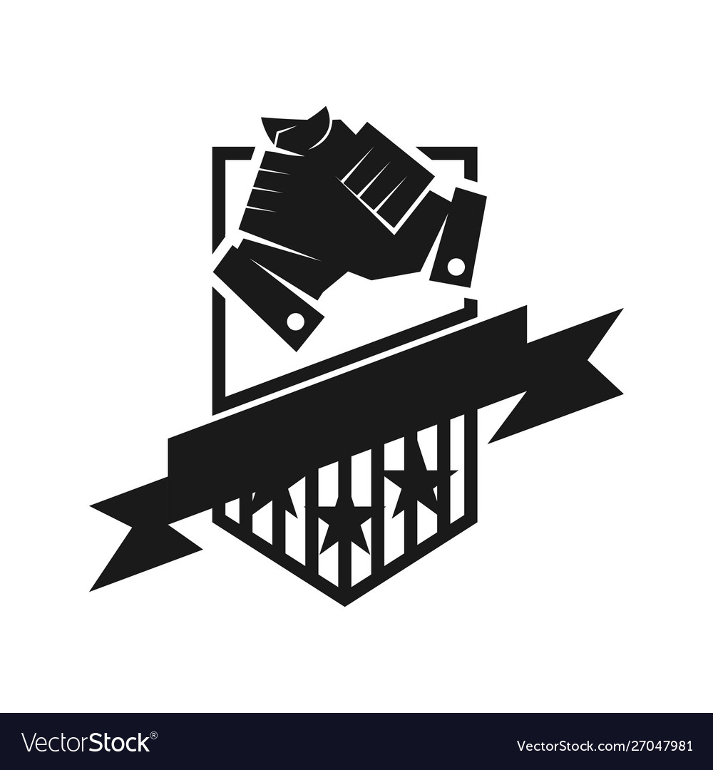 Shield ribbon empty commitment teamwork together Vector Image