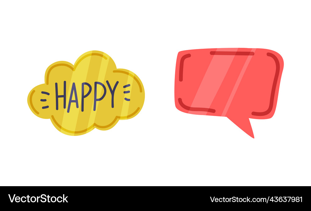 Speech bubbles set red and yellow think talk Vector Image