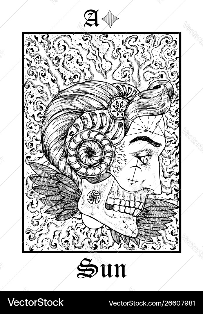 Sun symbol tarot card from lenormand gothic Vector Image