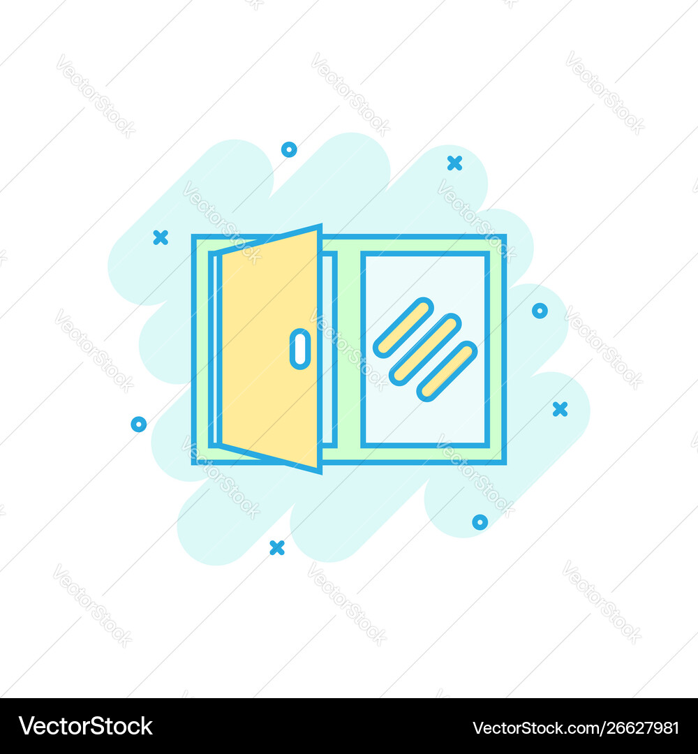 Window icon in comic style exterior frame cartoon Vector Image