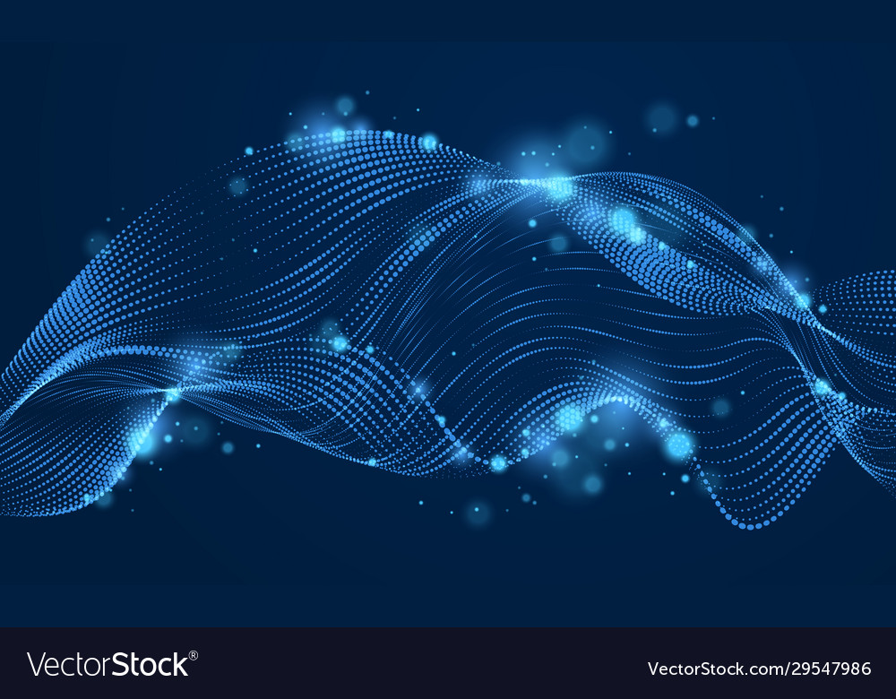 3d particles mesh array sound wave flowing over Vector Image