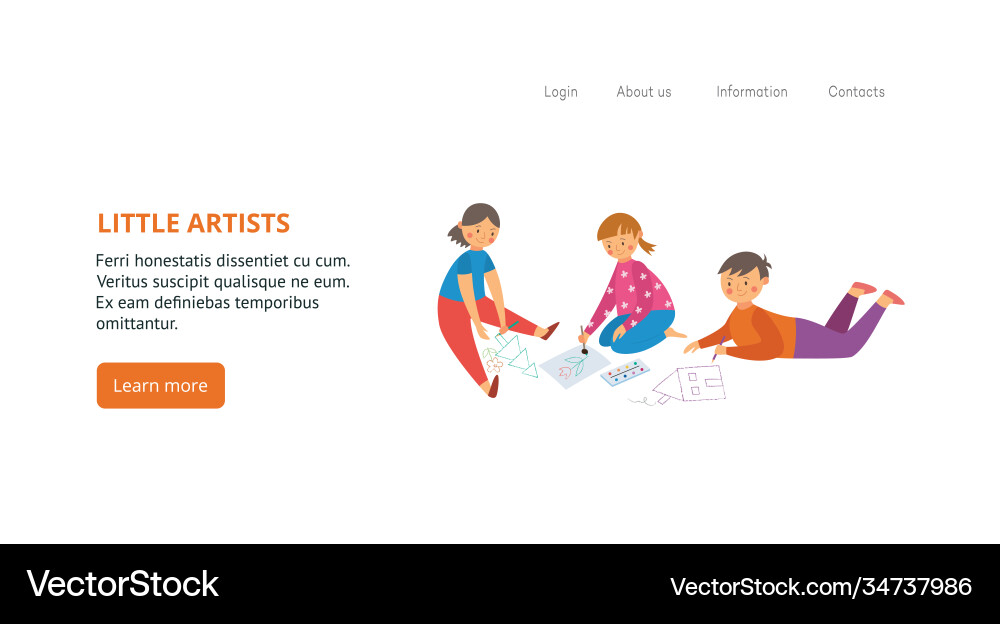 Banner for kids creative art classes with little Vector Image