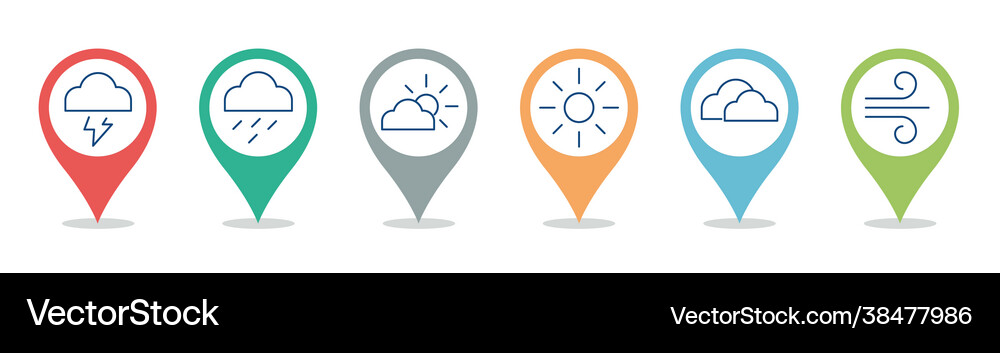 Colourful weather forecast signs on white Vector Image