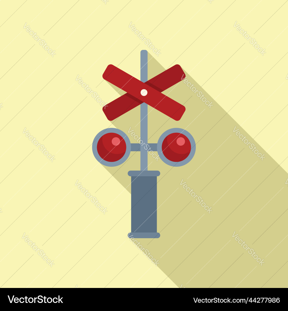 Cross railroad icon flat road safety Royalty Free Vector